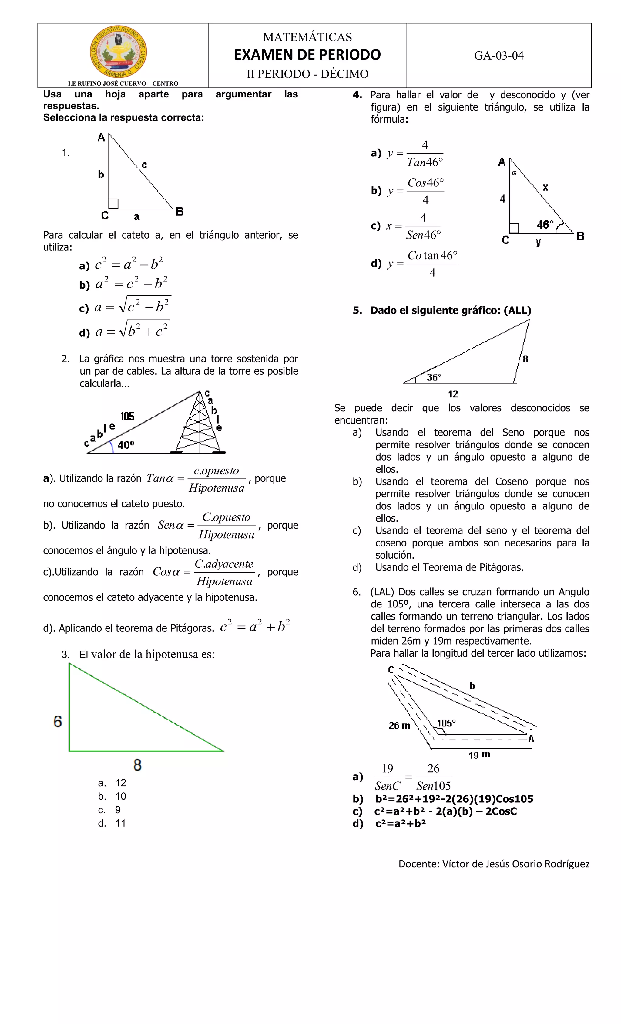 Examen de ii periodo 10° | PDF