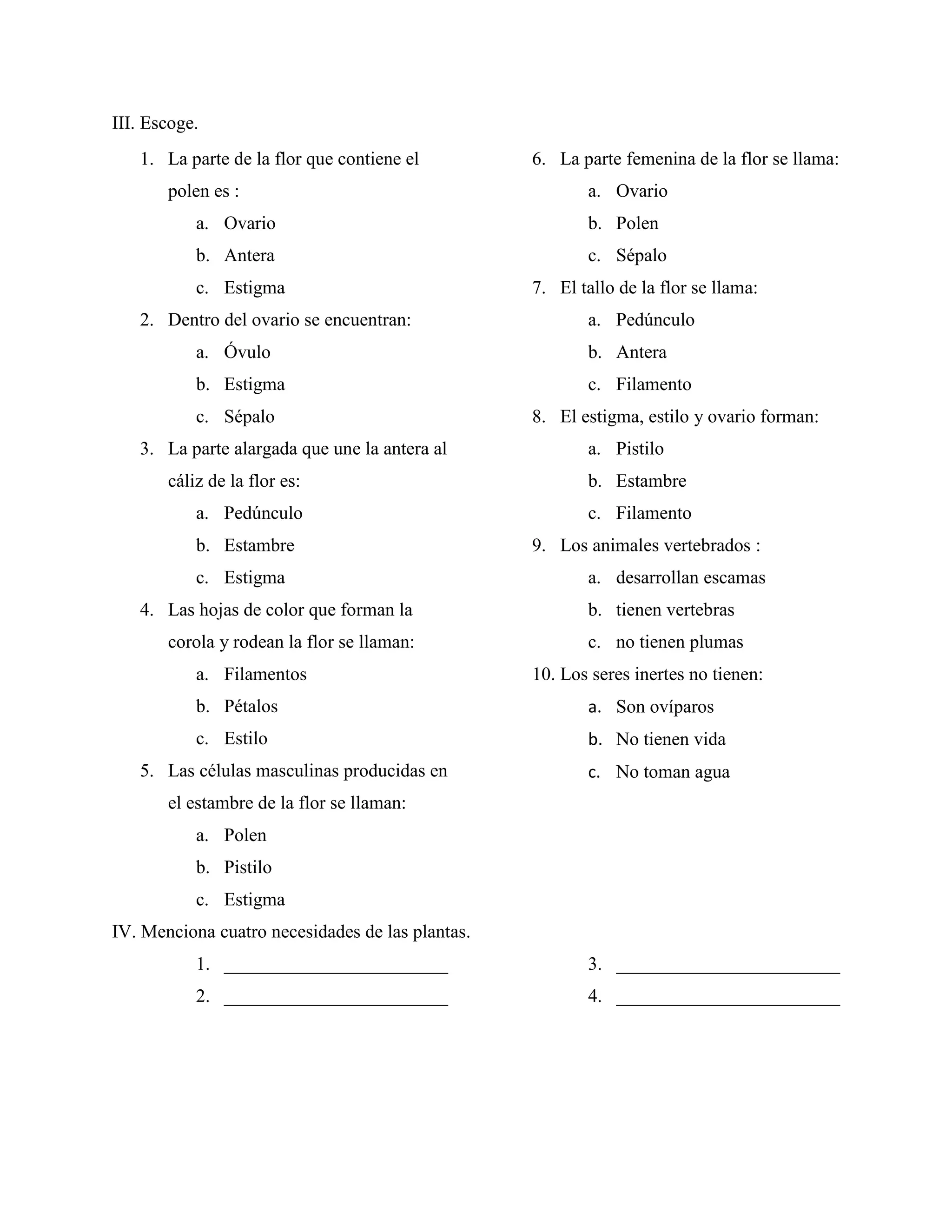 Examen de las plantas 1 | PDF