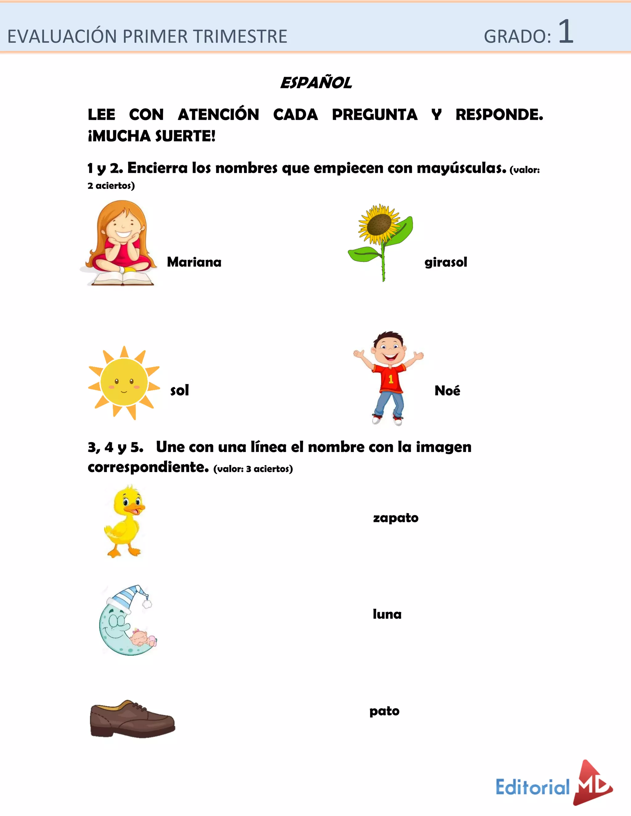 Examen de primaria primer grado nuevo modelo educativo | PDF