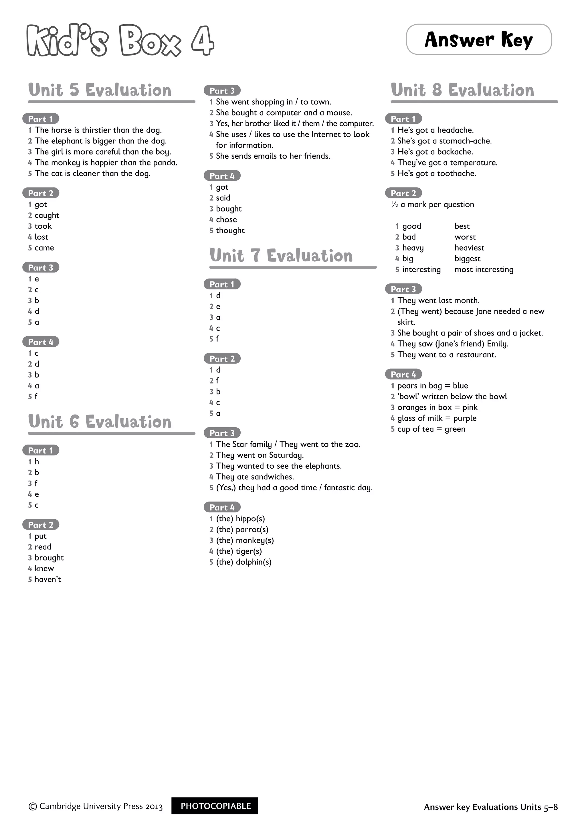 Examenes de ingles de 4º | PDF
