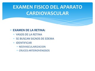 Examen fisico del aparato cardiovascular | PPTX
