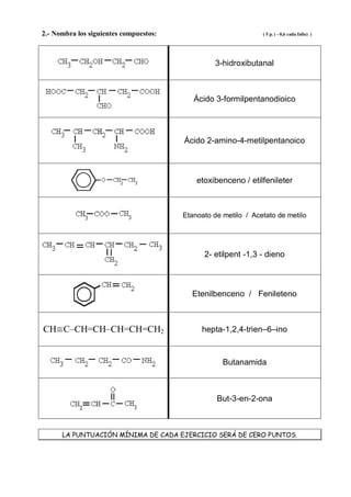 Examen formulacion organica resuelto | PDF