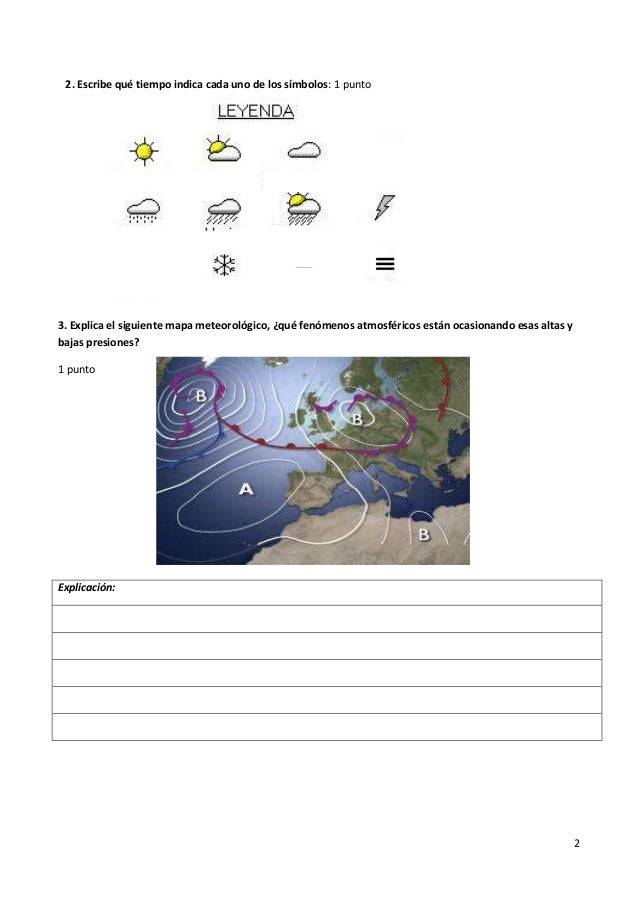 Examen geografía el tiempo y el clima