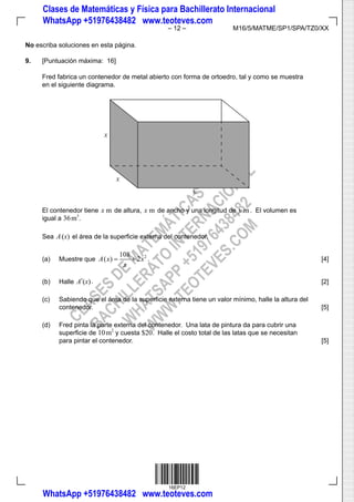 Examen Matemáticas Nivel Medio Prueba 1 TZ0 Mayo 2016 | PDF