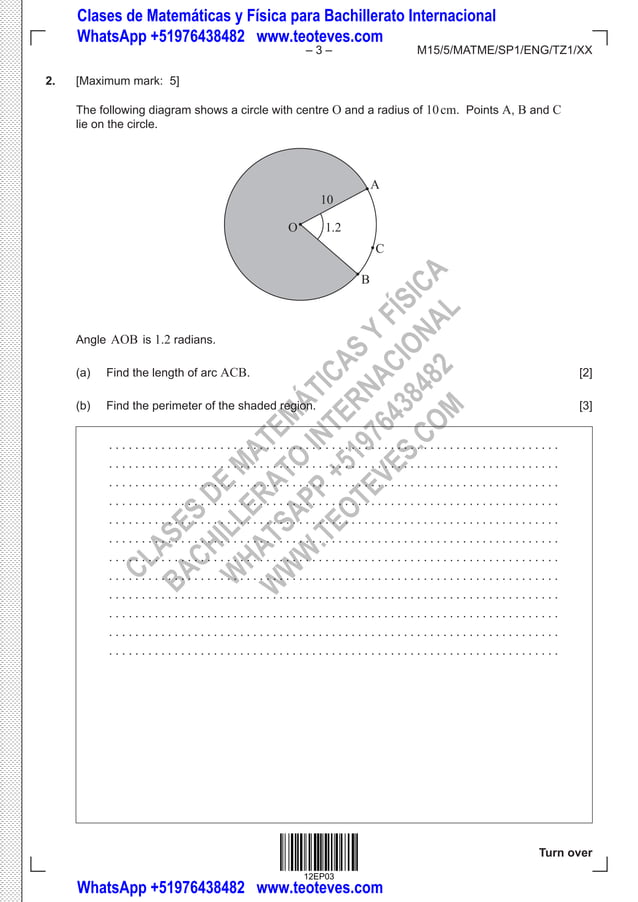 Examen Matemáticas IB Nivel Medio Prueba 1 TZ1 Mayo 2015 | PDF ...