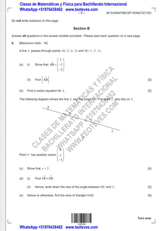 Examen Matemáticas IB Nivel Medio Prueba 1 TZ1 Mayo 2015 | PDF
