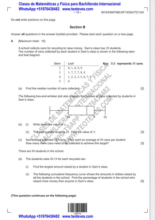 Examen Matemáticas Nivel Medio Prueba 1 TZ1 Mayo 2016 | PDF