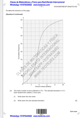 Examen Matemáticas Nivel Medio Prueba 1 TZ1 Mayo 2016 | PDF