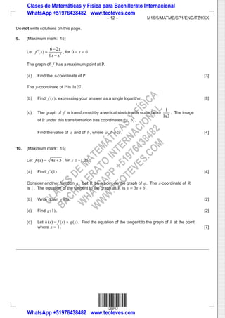 Examen Matemáticas Nivel Medio Prueba 1 TZ1 Mayo 2016 | PDF