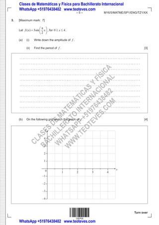 Examen Matemáticas Nivel Medio Prueba 1 TZ1 Mayo 2016 | PDF