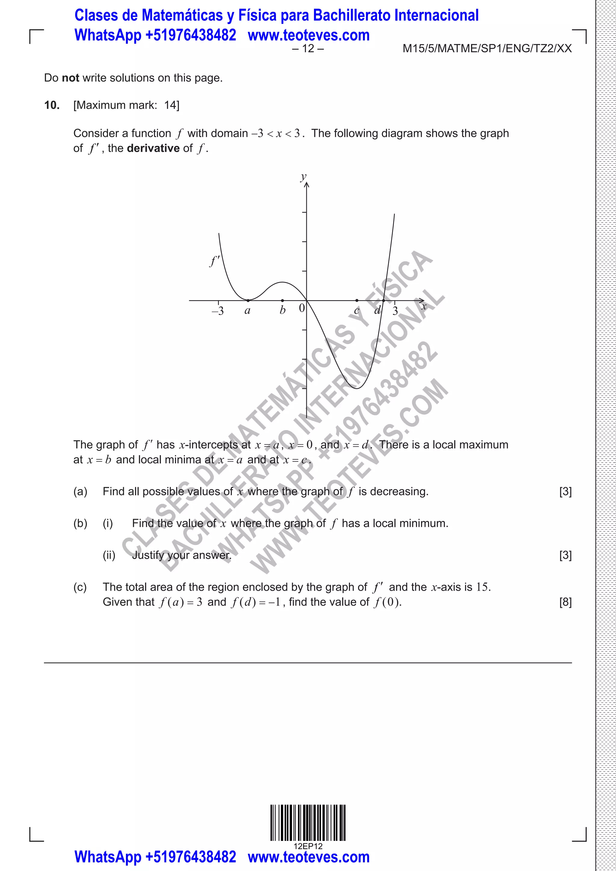 Examen Matemáticas Nivel Medio Prueba 1 TZ2 Mayo 2015 | PDF