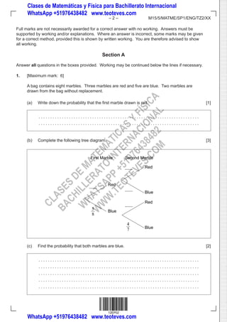 Examen Matemáticas Nivel Medio Prueba 1 TZ2 Mayo 2015 | PDF
