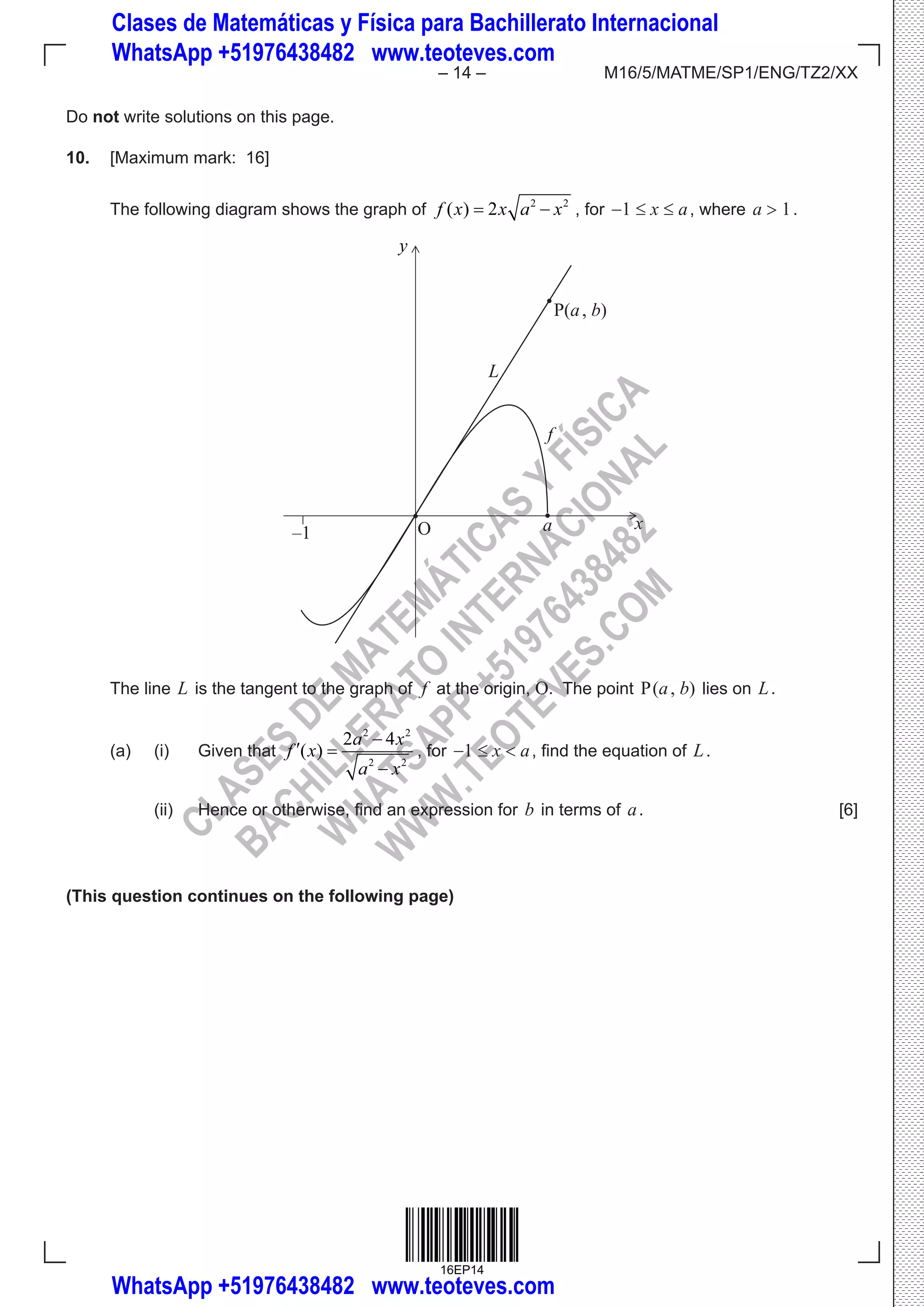 Examen Matemáticas Nivel Medio Prueba 1 TZ2 Mayo 2016 | PDF