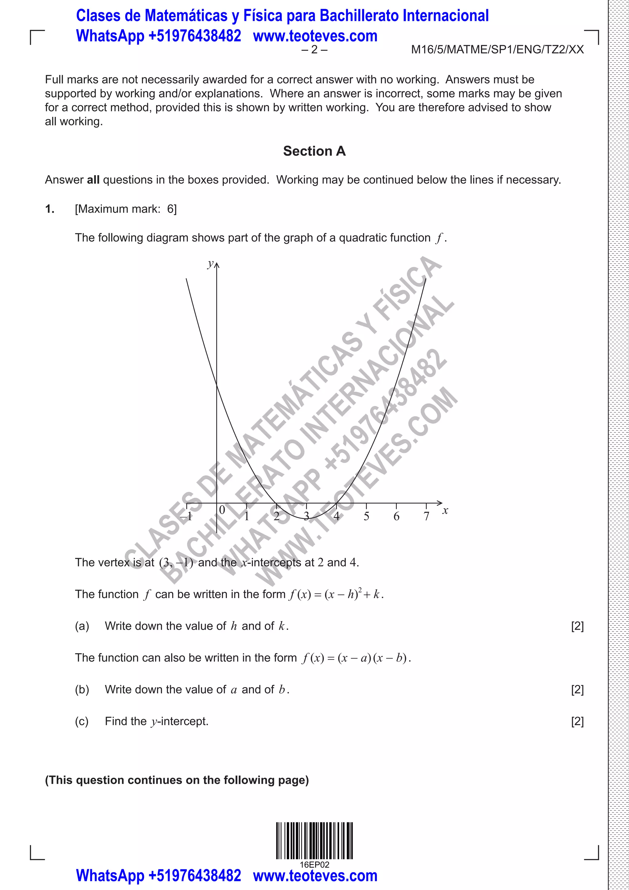 Examen Matemáticas Nivel Medio Prueba 1 TZ2 Mayo 2016 | PDF