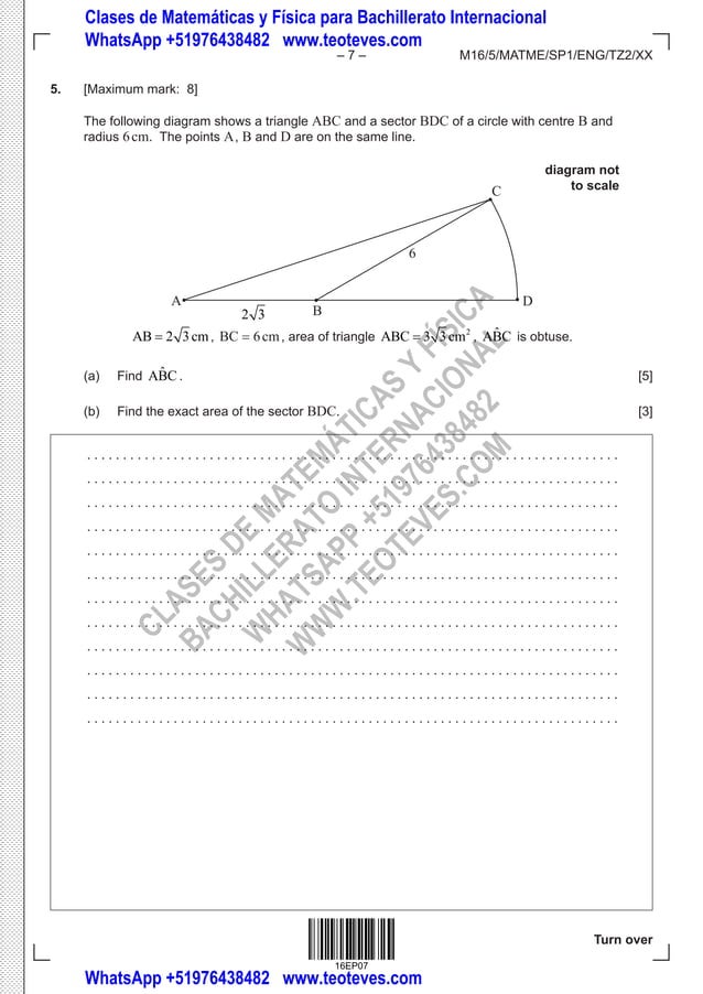 Examen Matemáticas Nivel Medio Prueba 1 TZ2 Mayo 2016 | PDF