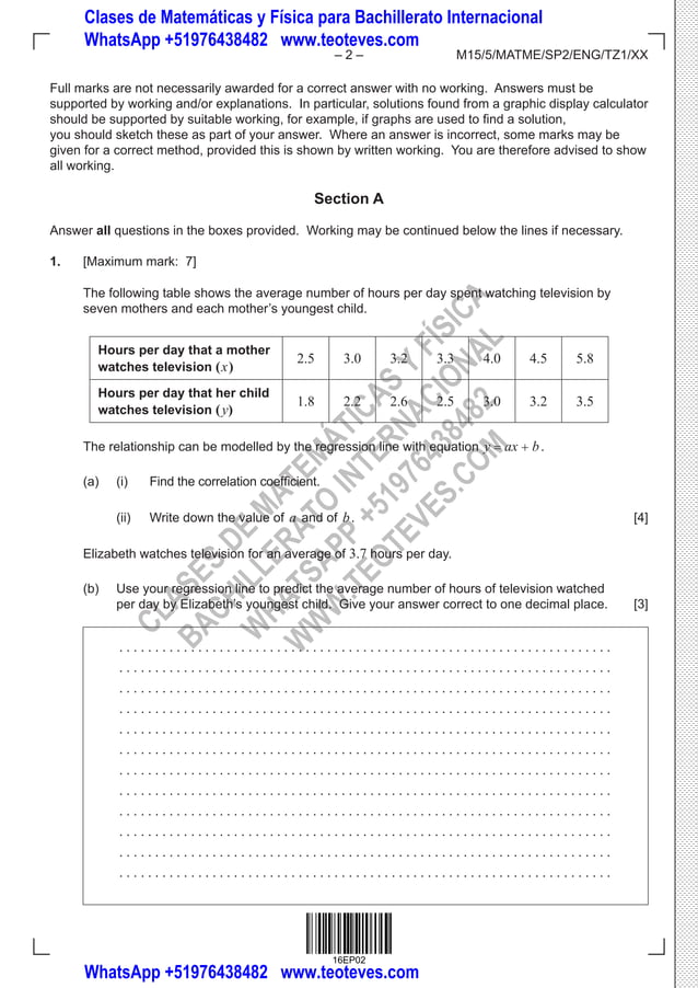 Examen Matemáticas Nivel Medio Prueba 2 TZ1 Mayo 2015 | PDF