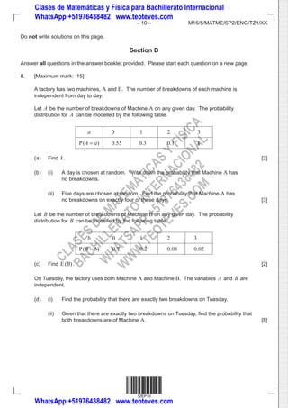 Examen Matemáticas Nivel Medio Prueba 2 TZ1 Mayo 2016 | PDF