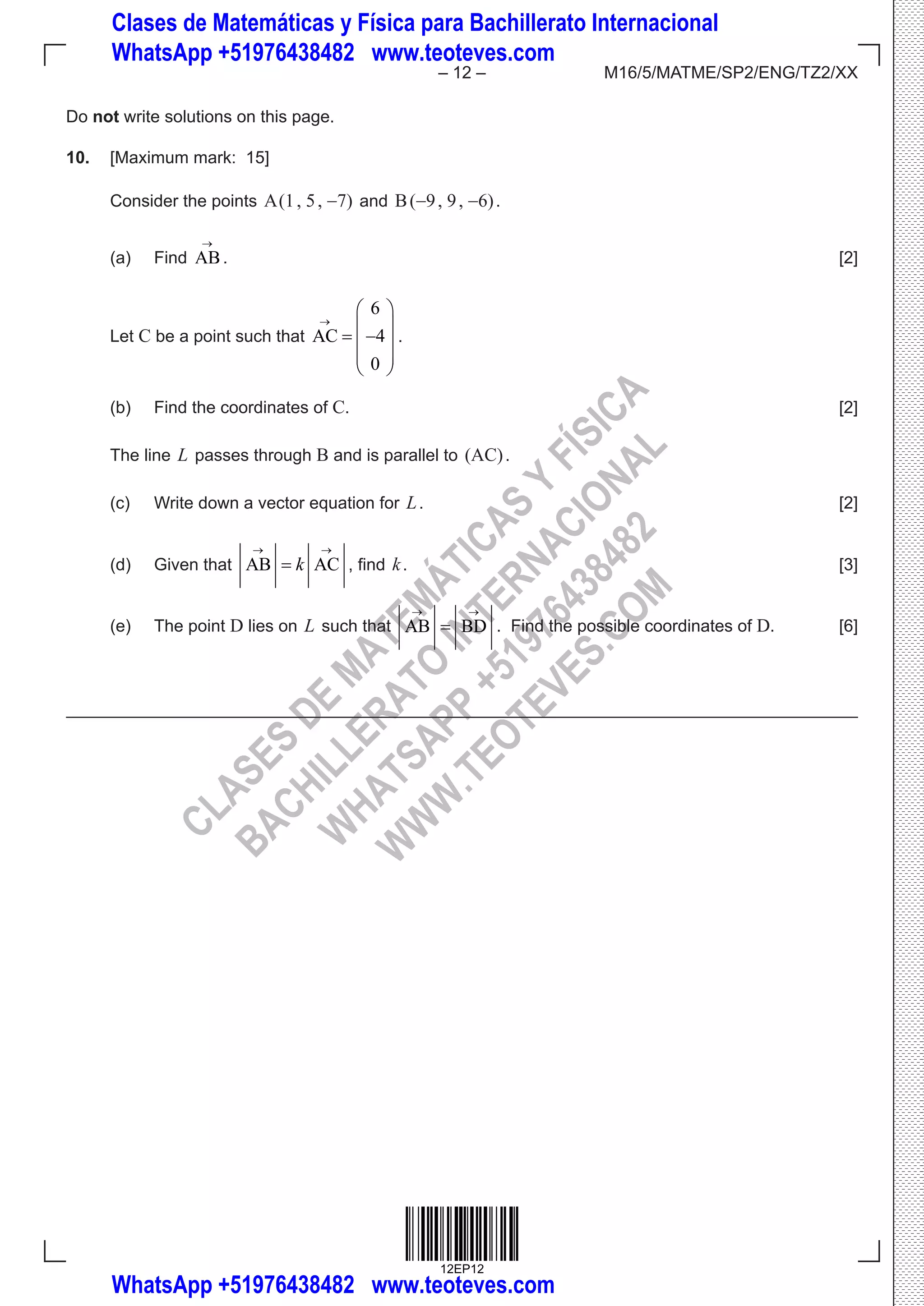 Examen Matemáticas Nivel Medio Prueba 2 TZ2 Mayo 2016 | PDF