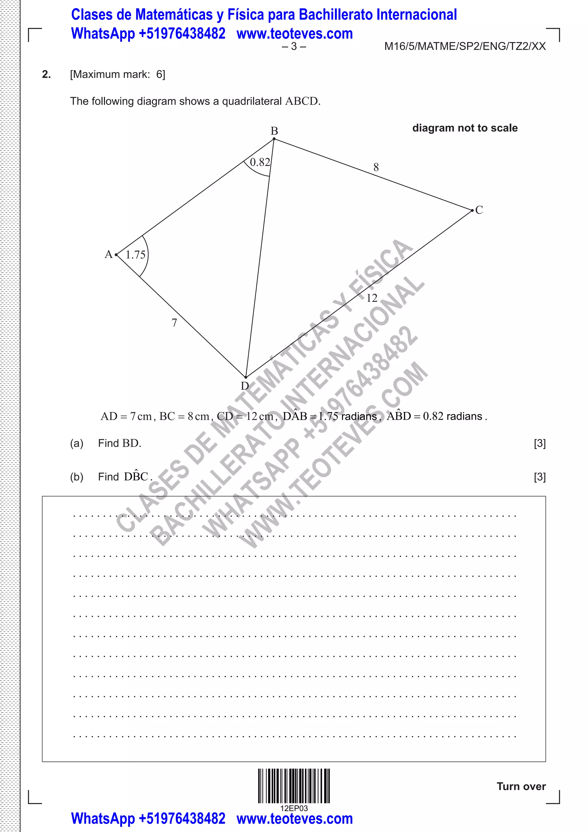 Examen Matemáticas Nivel Medio Prueba 2 TZ2 Mayo 2016 | PDF