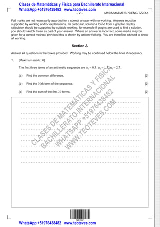 Examen Matemáticas Nivel Medio Prueba 2 TZ2 Mayo 2016 | PDF