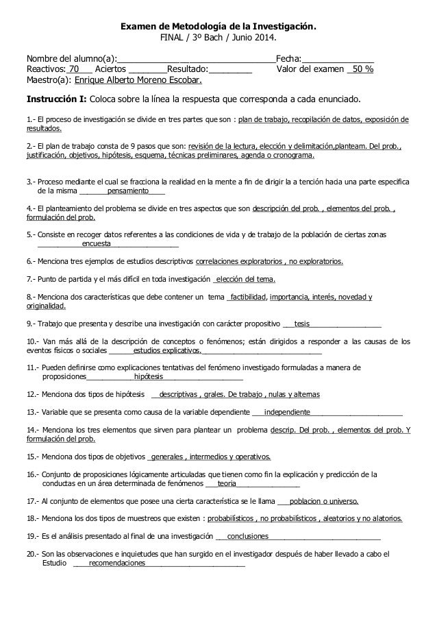 Examen Para Metodologia Del Aprendizaje