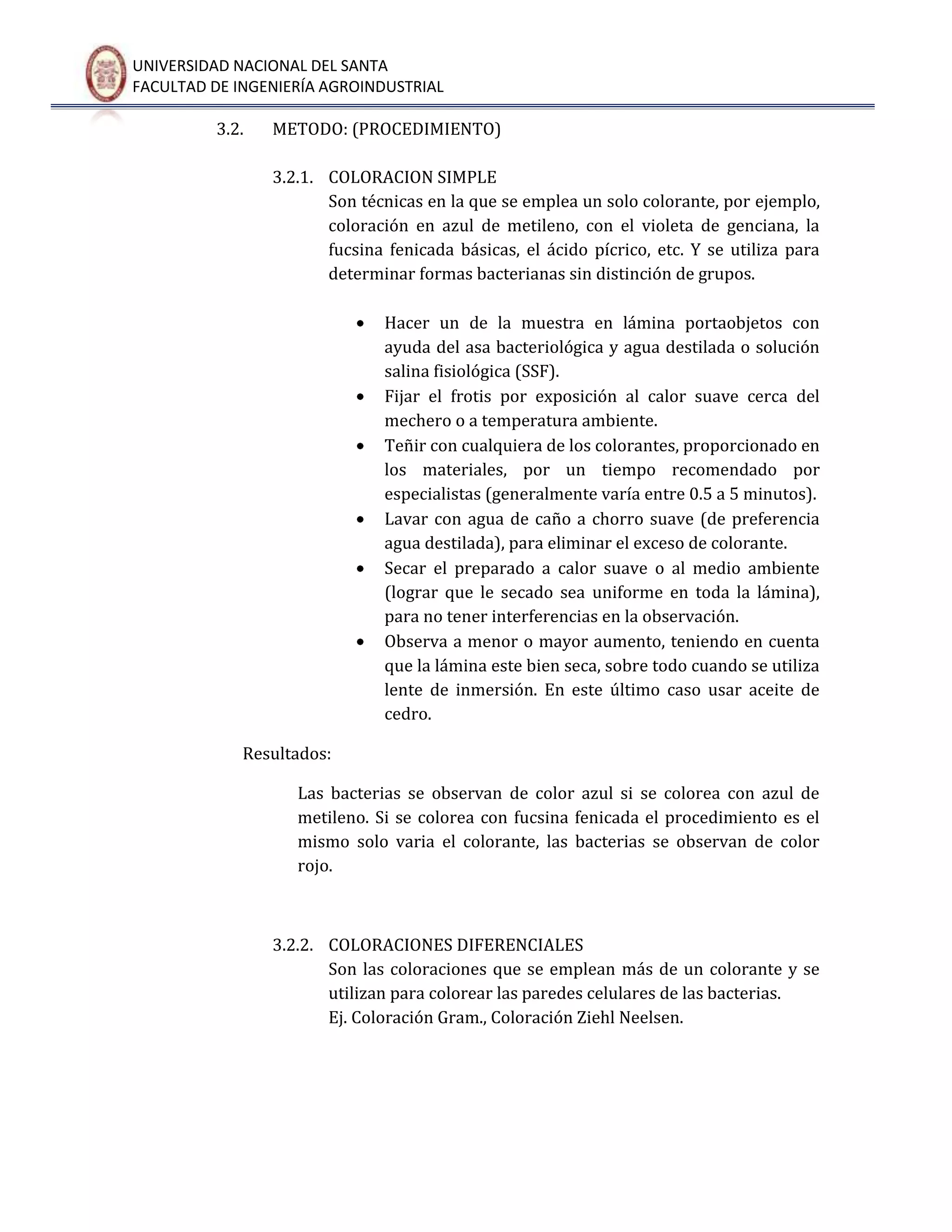 Examen microscopico de las bacterias | DOCX | Chemistry | Science