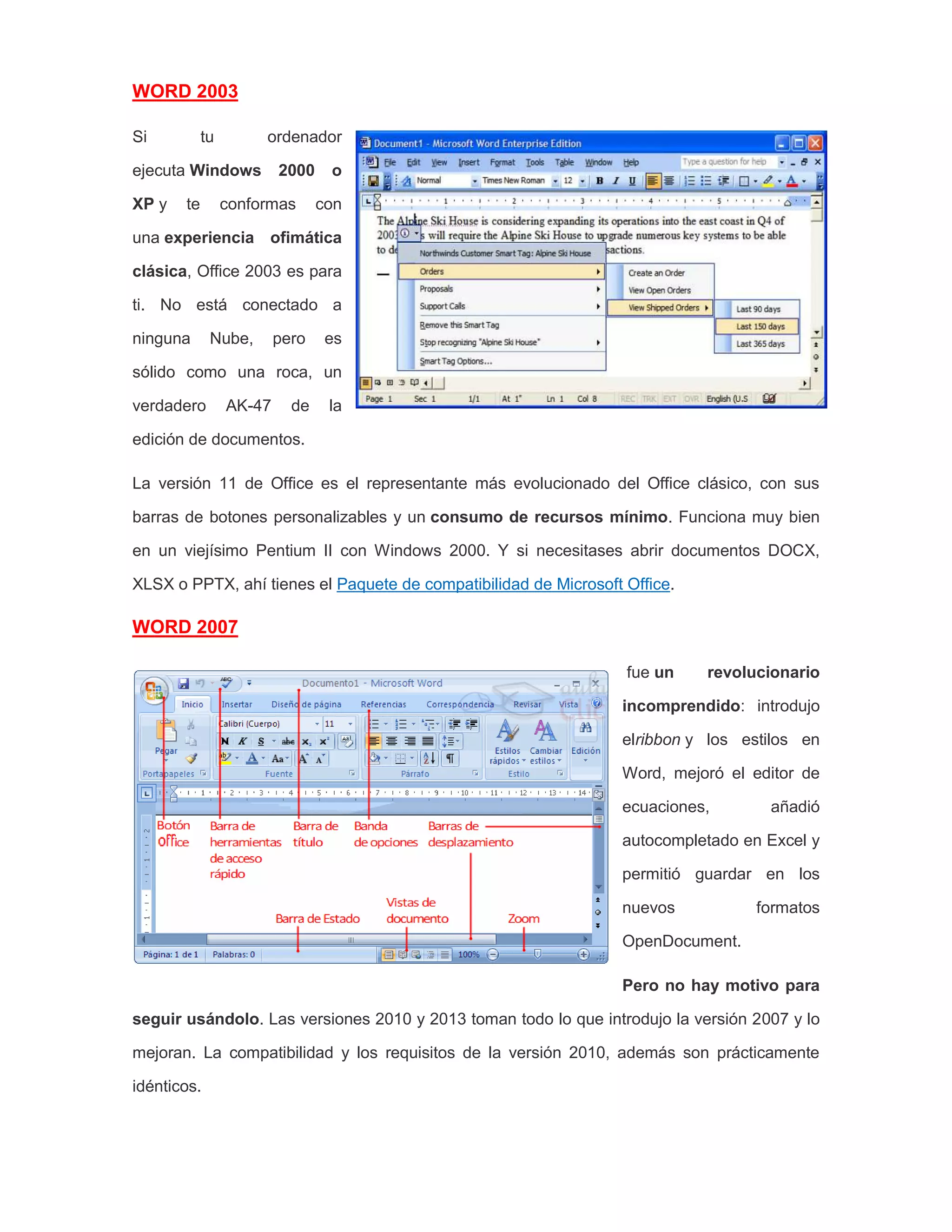 EVOLUCIÓN DE WORD ES ESTOS ÚLTIMOS 10 AÑOS | PDF