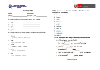 Exame plural nouns | PPT
