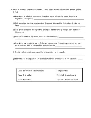 Examen quinto quinta evaluacion | DOCX
