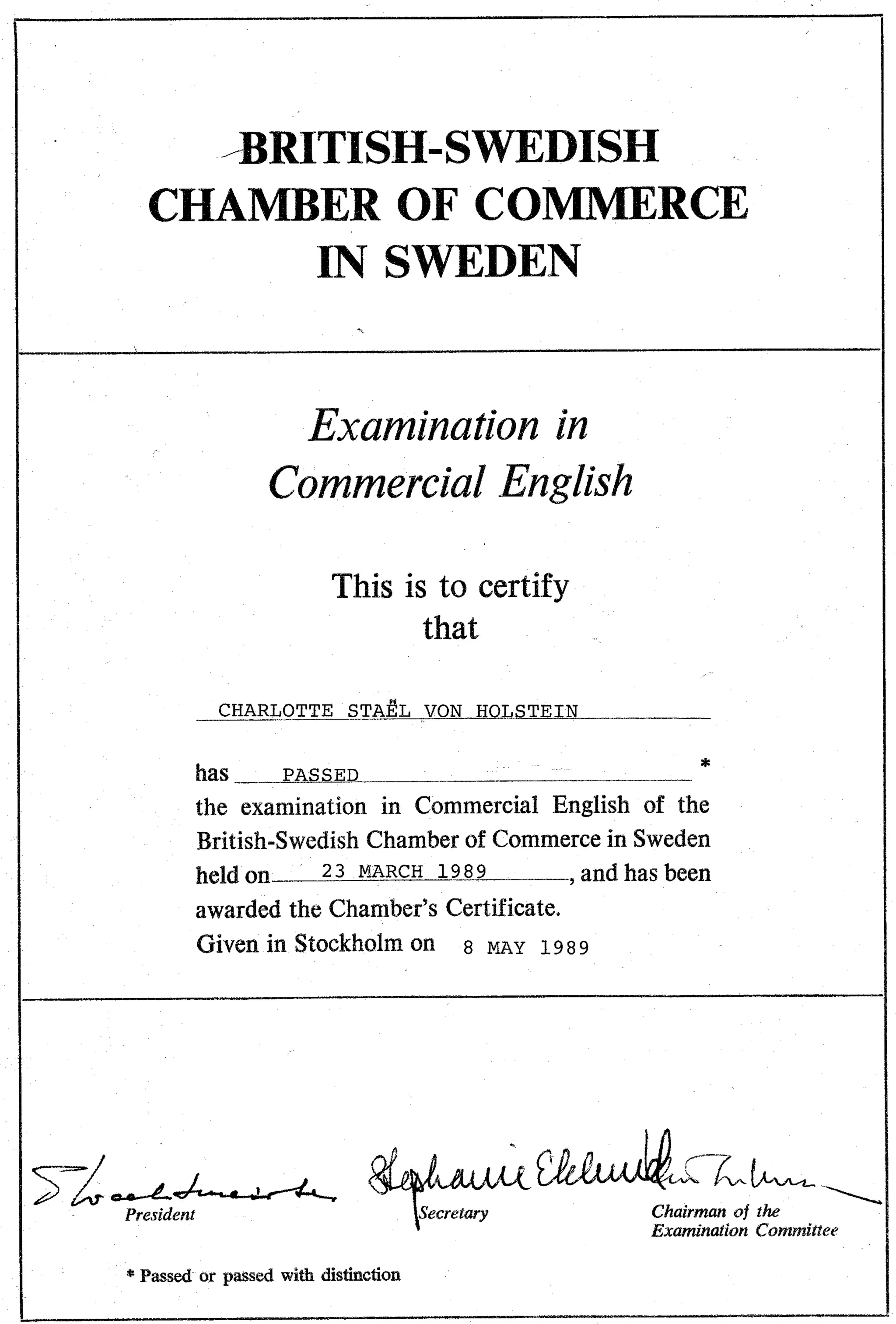 Examensbevis the secretarial college | PDF