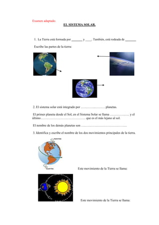 Examen Sistema solar tdah | PDF