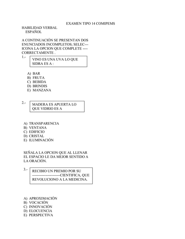 Examen tipo 14 comipems | PDF | Science