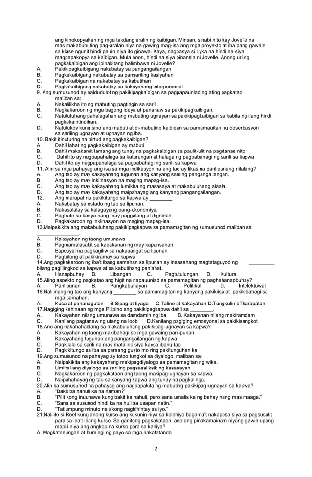 exam esp 8 2nd gp With key answer.docx