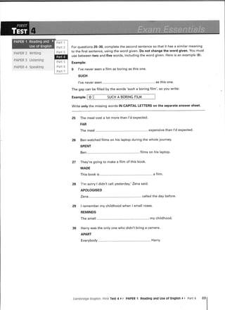 Test 4 Exam Essentials Practice Test FCE 2 | PDF