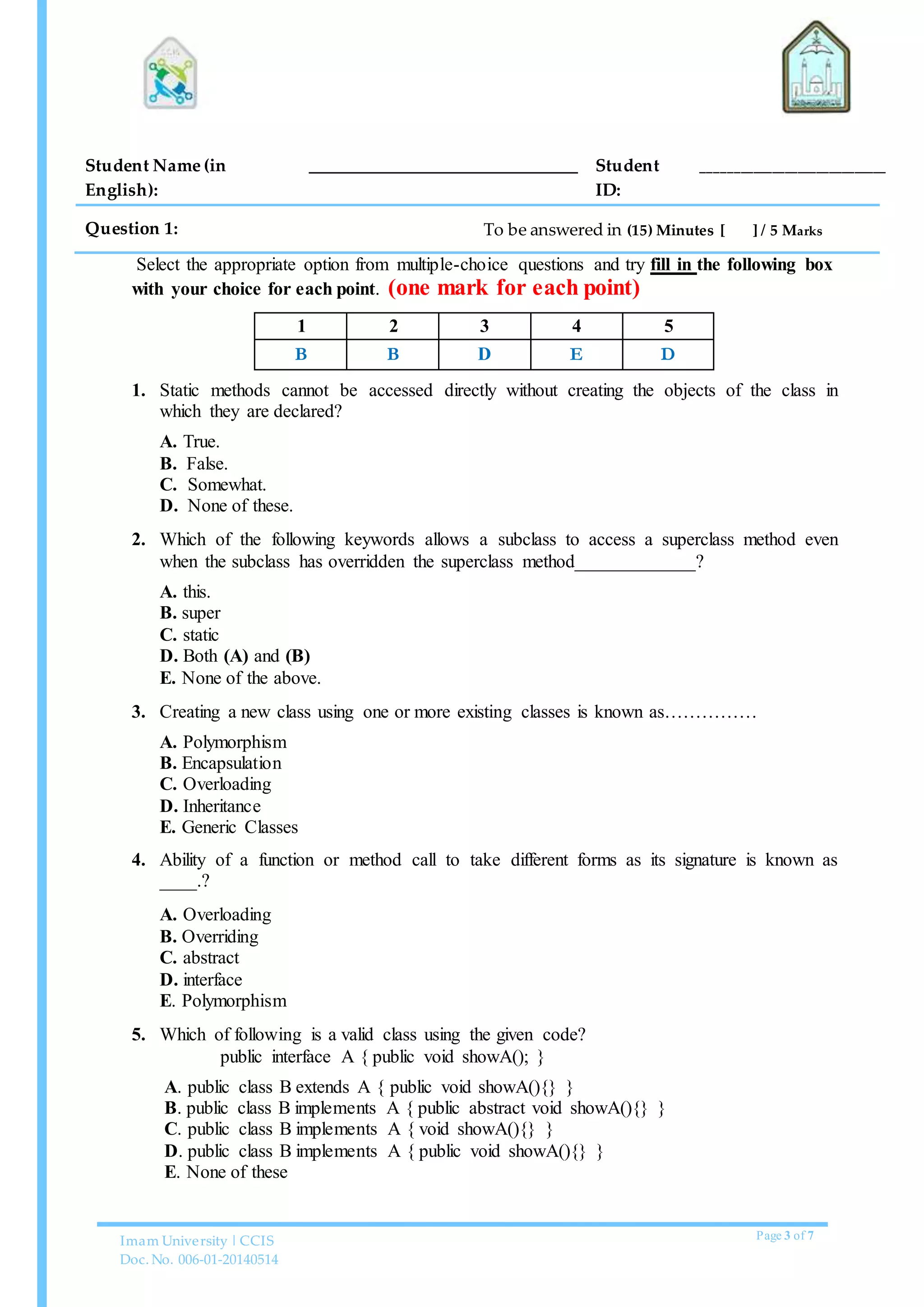 Examf cs-cs141-2-17 solution | PDF