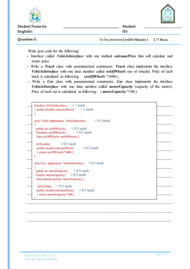Examf cs-cs141-2-17 solution | PDF