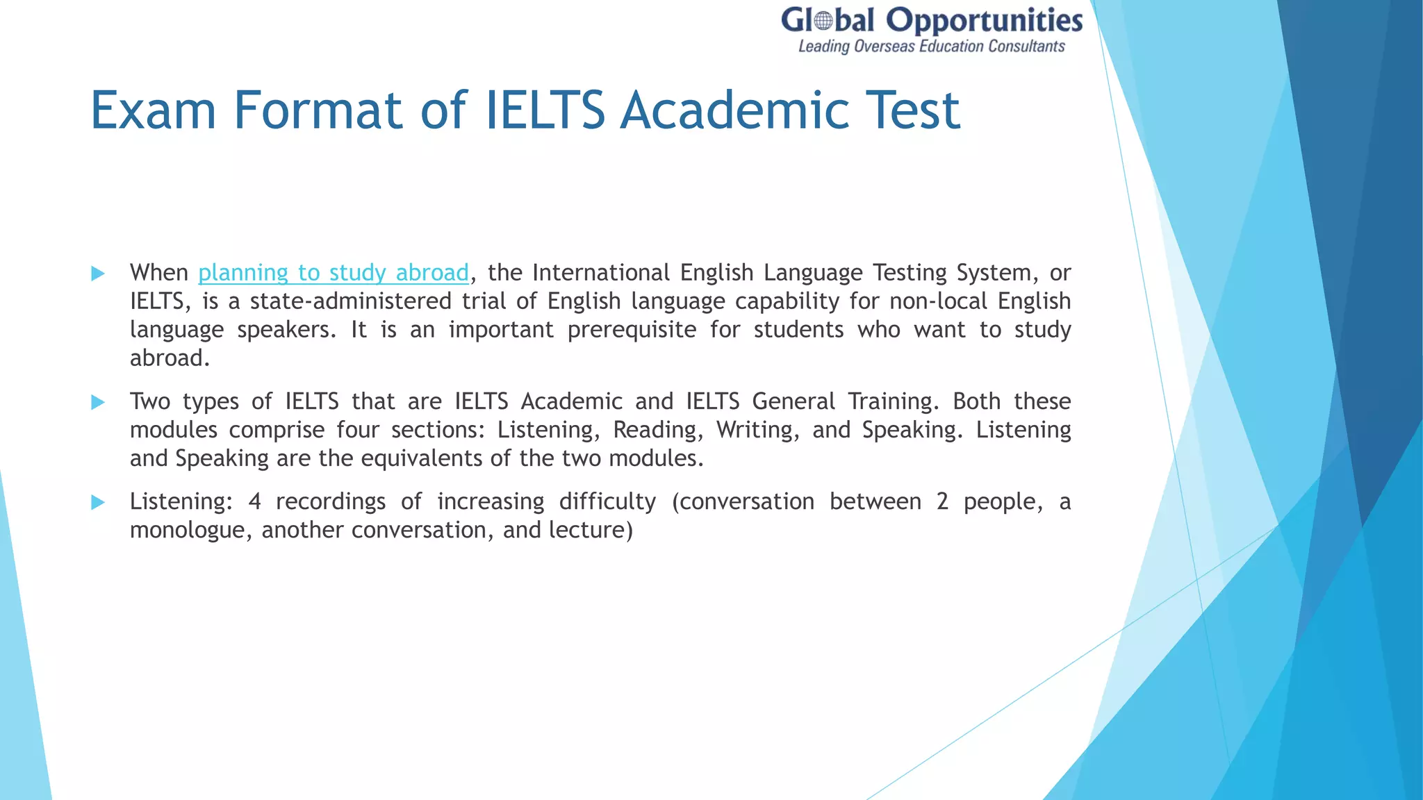 Exam Format of IELTS Academic Test | PPTX