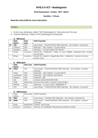 Exam guide and practice in access | PDF