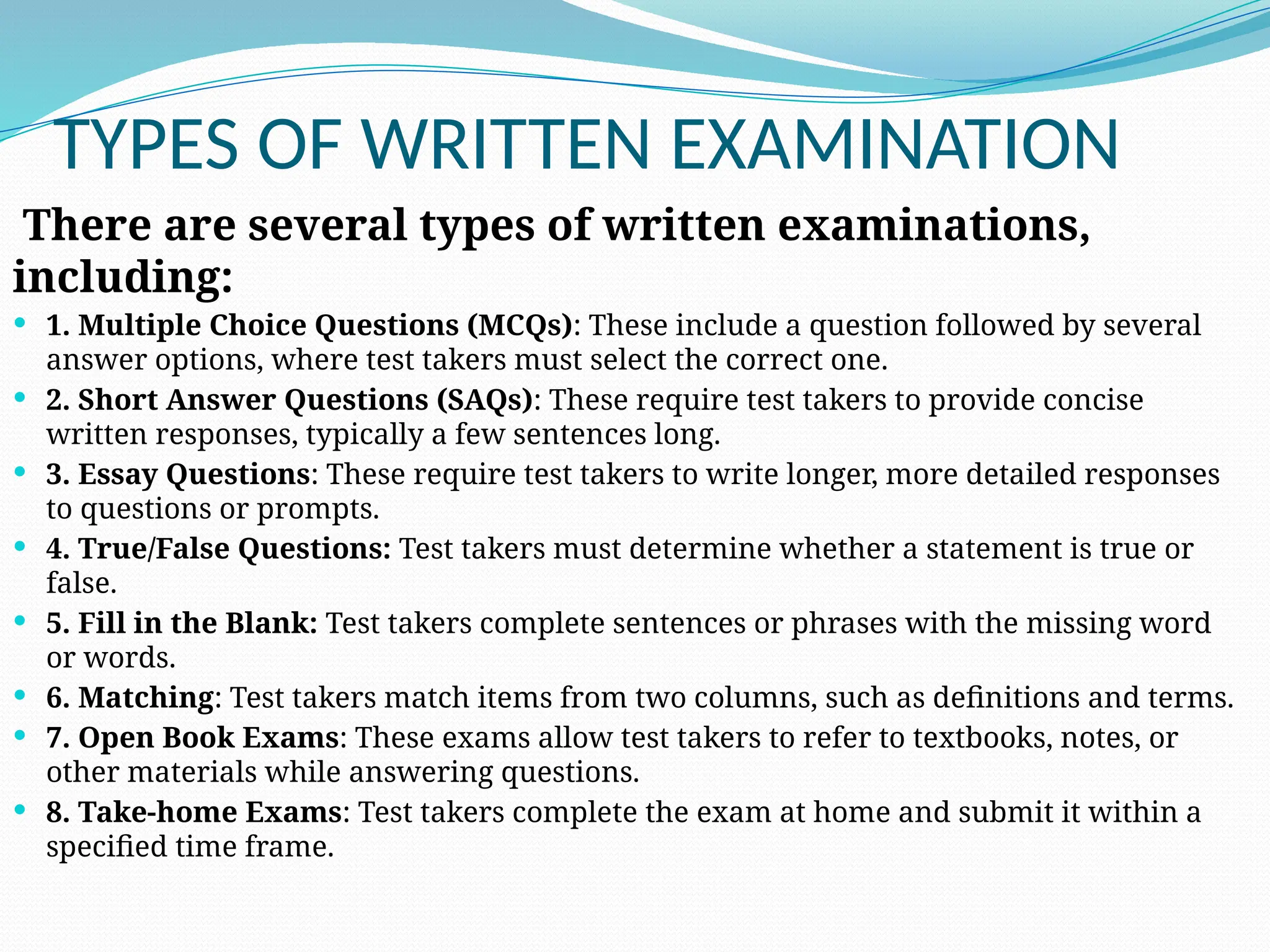 Examination types, details, examsss.pptx