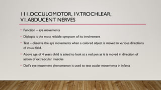 EXAMINATION OF ALL CRANIAL NERVES 1 TO `12 | PPTX