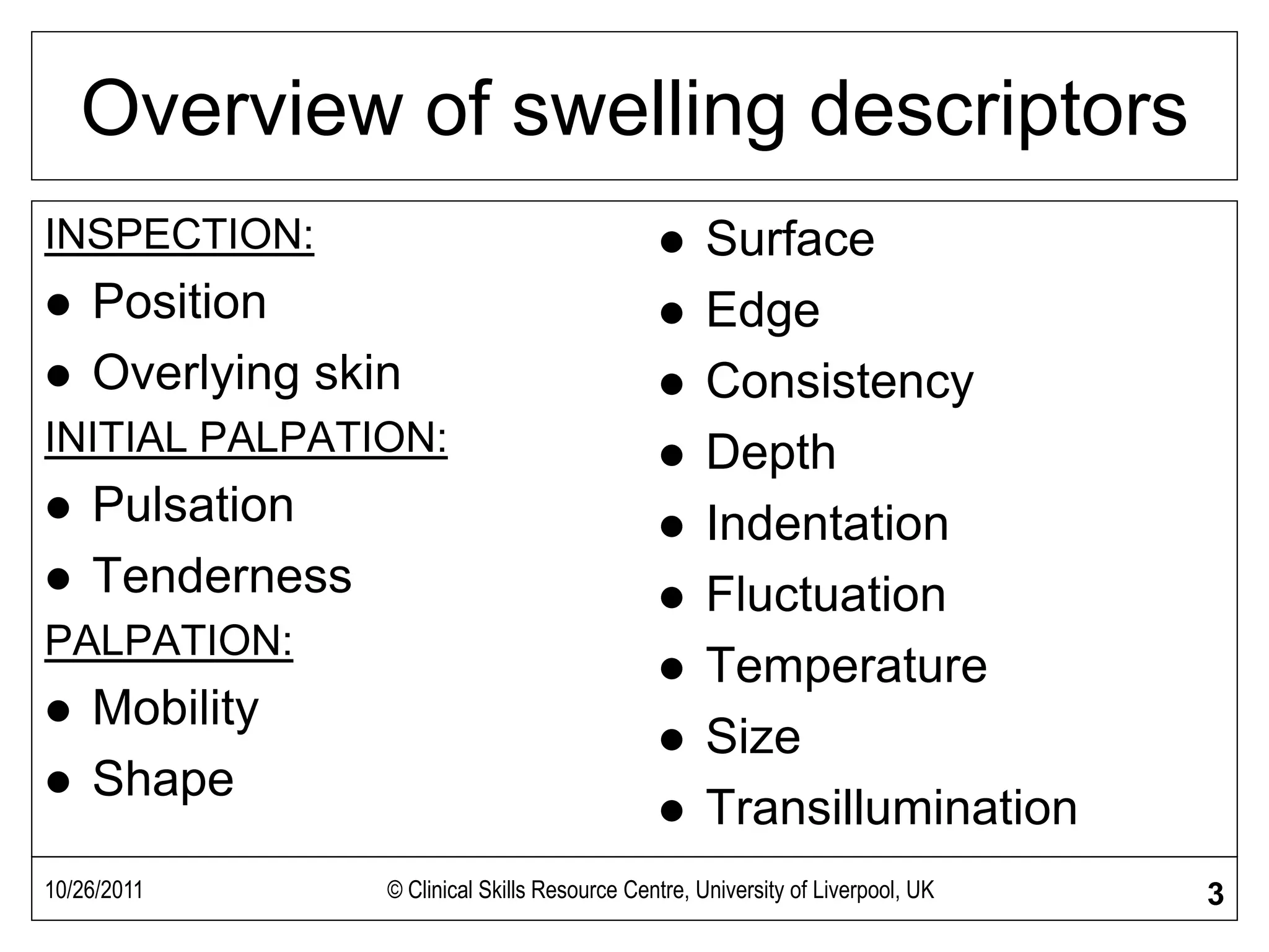Examination of a Swelling | PDF