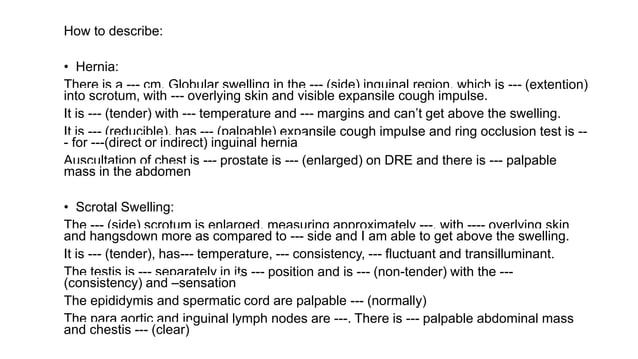 Examination & Clinical Approach of hernia & Inguino-scrotal edited.pptx ...