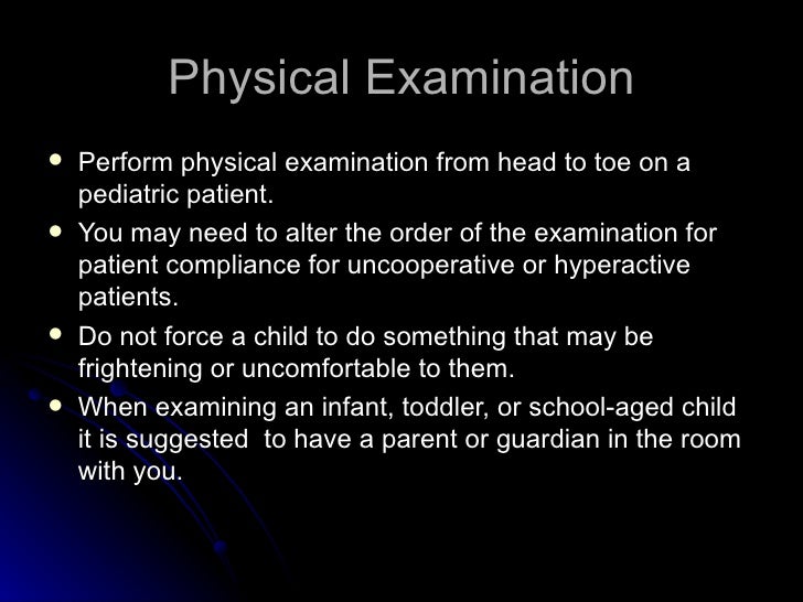 Examination in paediatric medicine