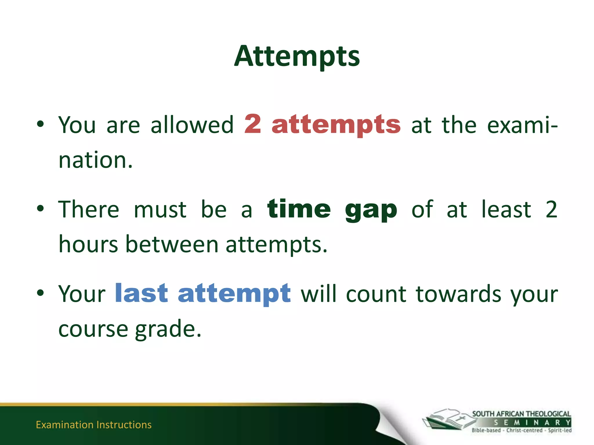 Examination Instructions | PPTX