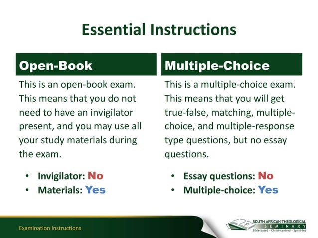 Examination Instructions | PPTX