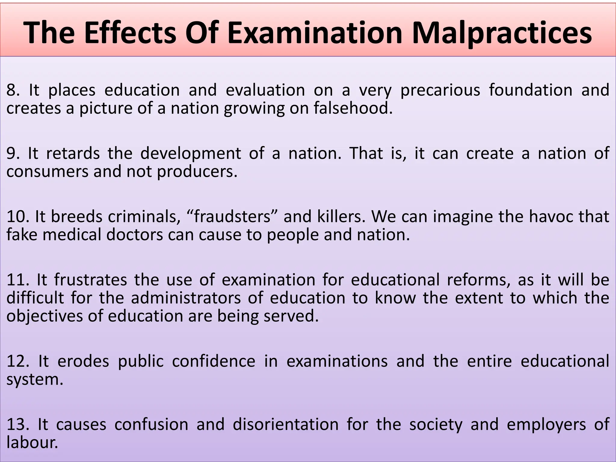 EXAMINATION MALPRACTICES and the effects | PDF