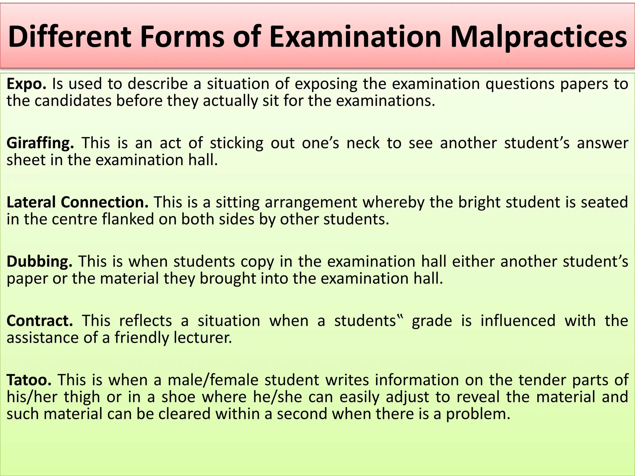 EXAMINATION MALPRACTICES and the effects | PDF