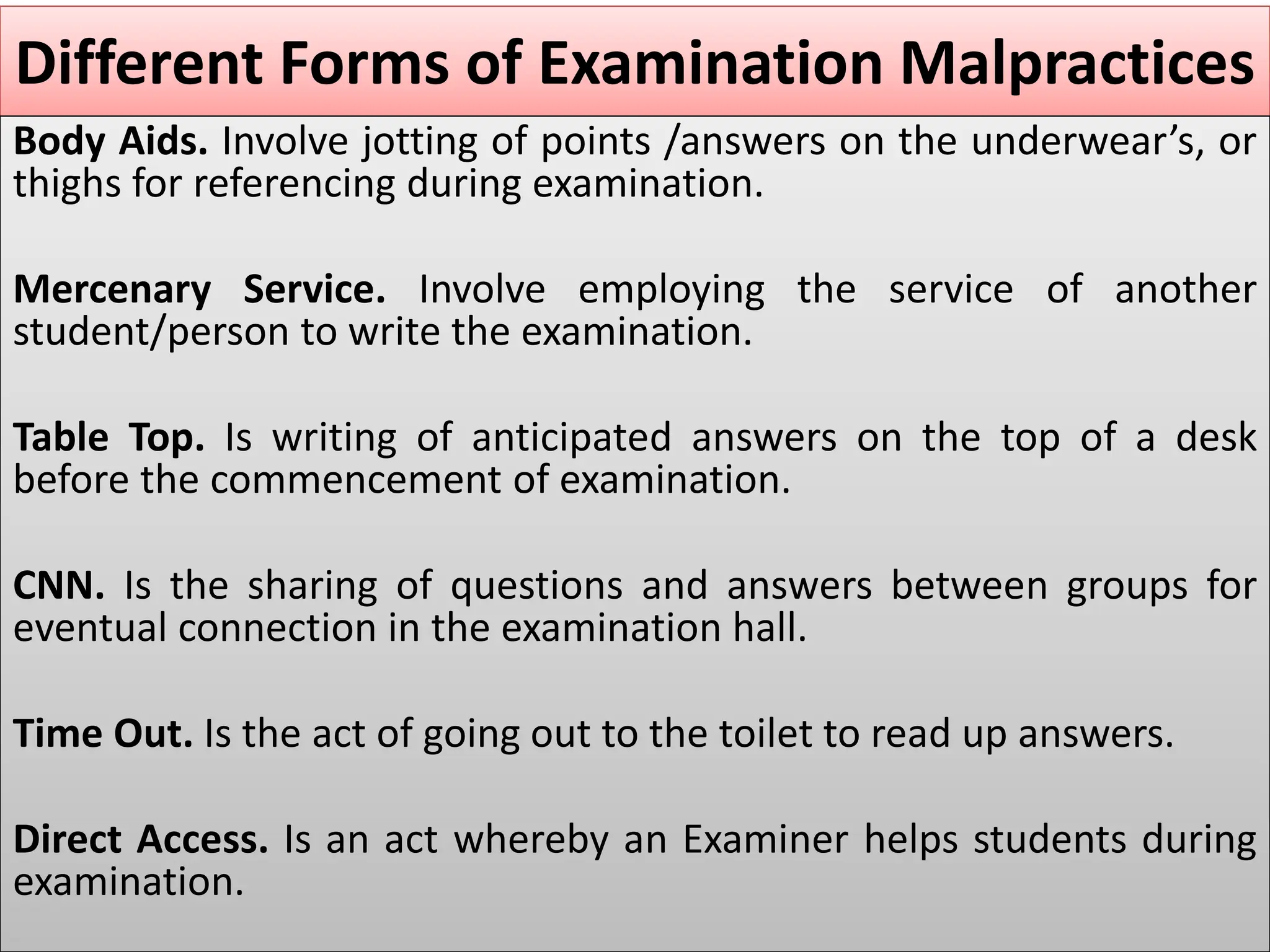 EXAMINATION MALPRACTICES and the effects | PDF