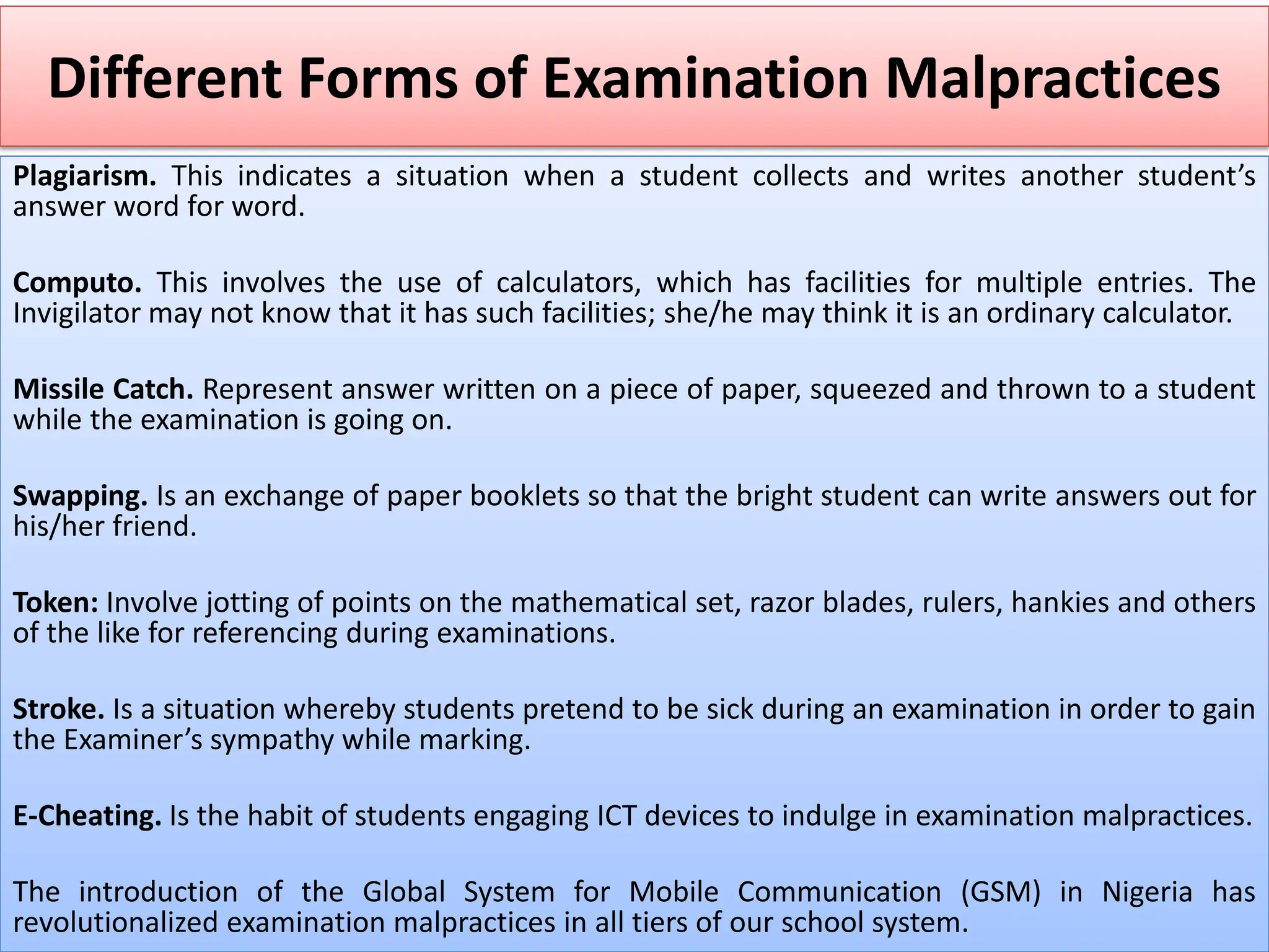 EXAMINATION MALPRACTICES and the effects | PDF