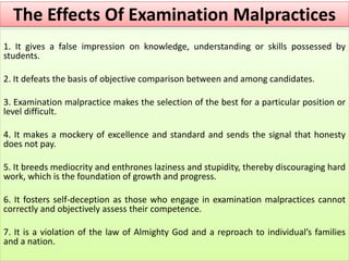 EXAMINATION MALPRACTICES and the effects | PDF